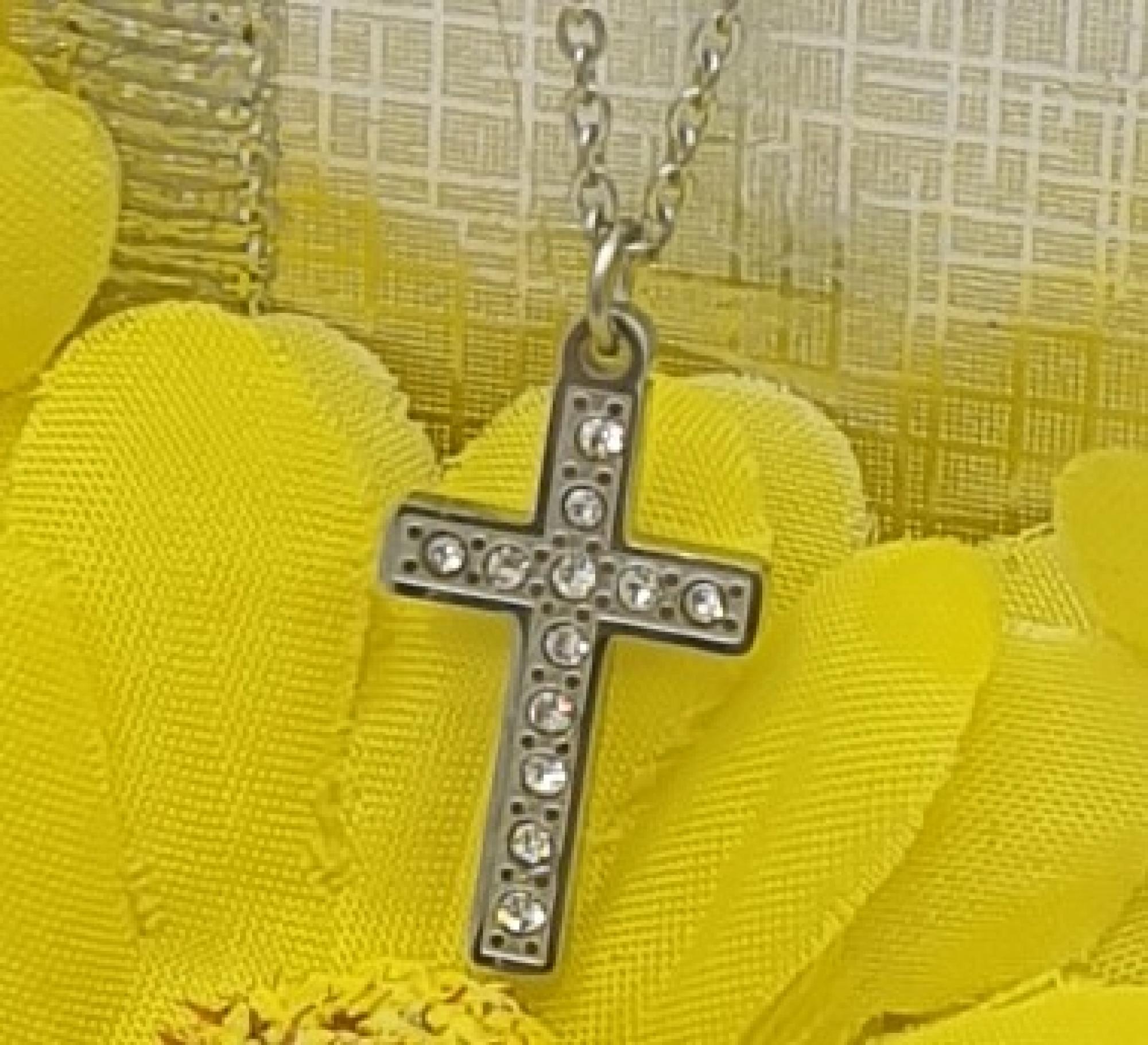 Girocollo donna "Croce pave' " Acciaio rh no nichel | Sorgenta